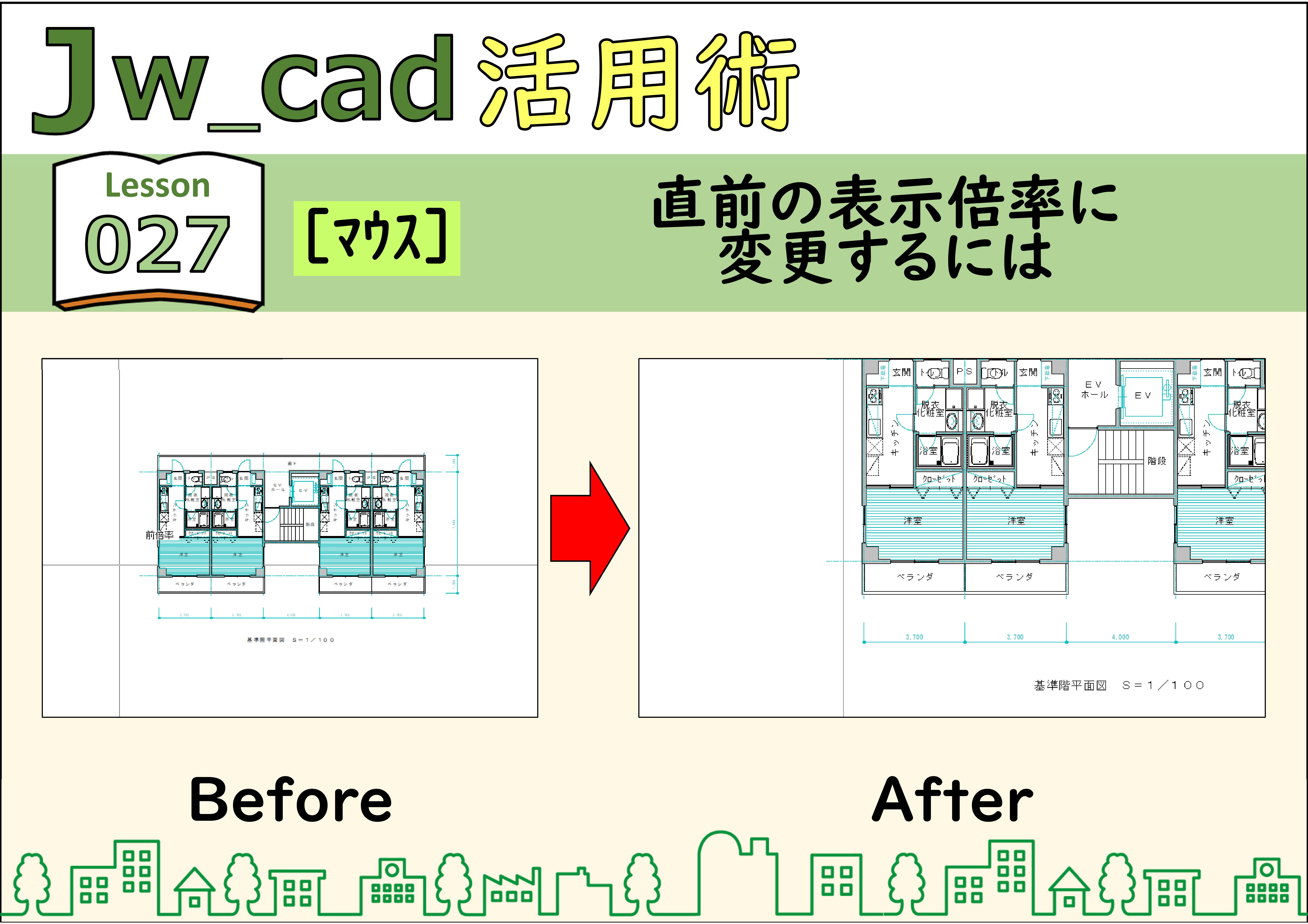 Jwcad☆彡027【マウス】直前の表示倍率に変更するには | もてなしお